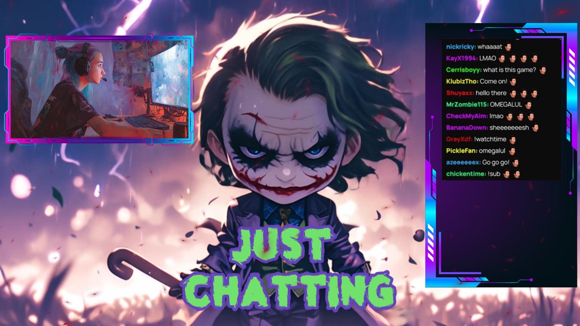 Joker Animated Twitch Overlay: Starting Soon, BRB Screens (digital ...