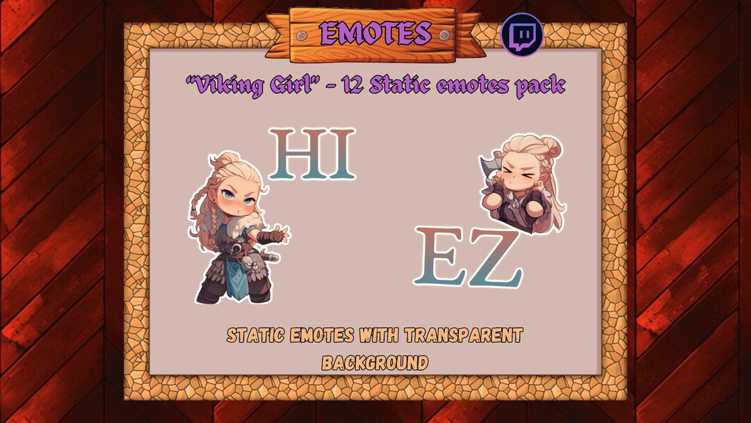 Viking Girl Emotes Pack: 12 Twitch Streamer Graphics (digital Download ...