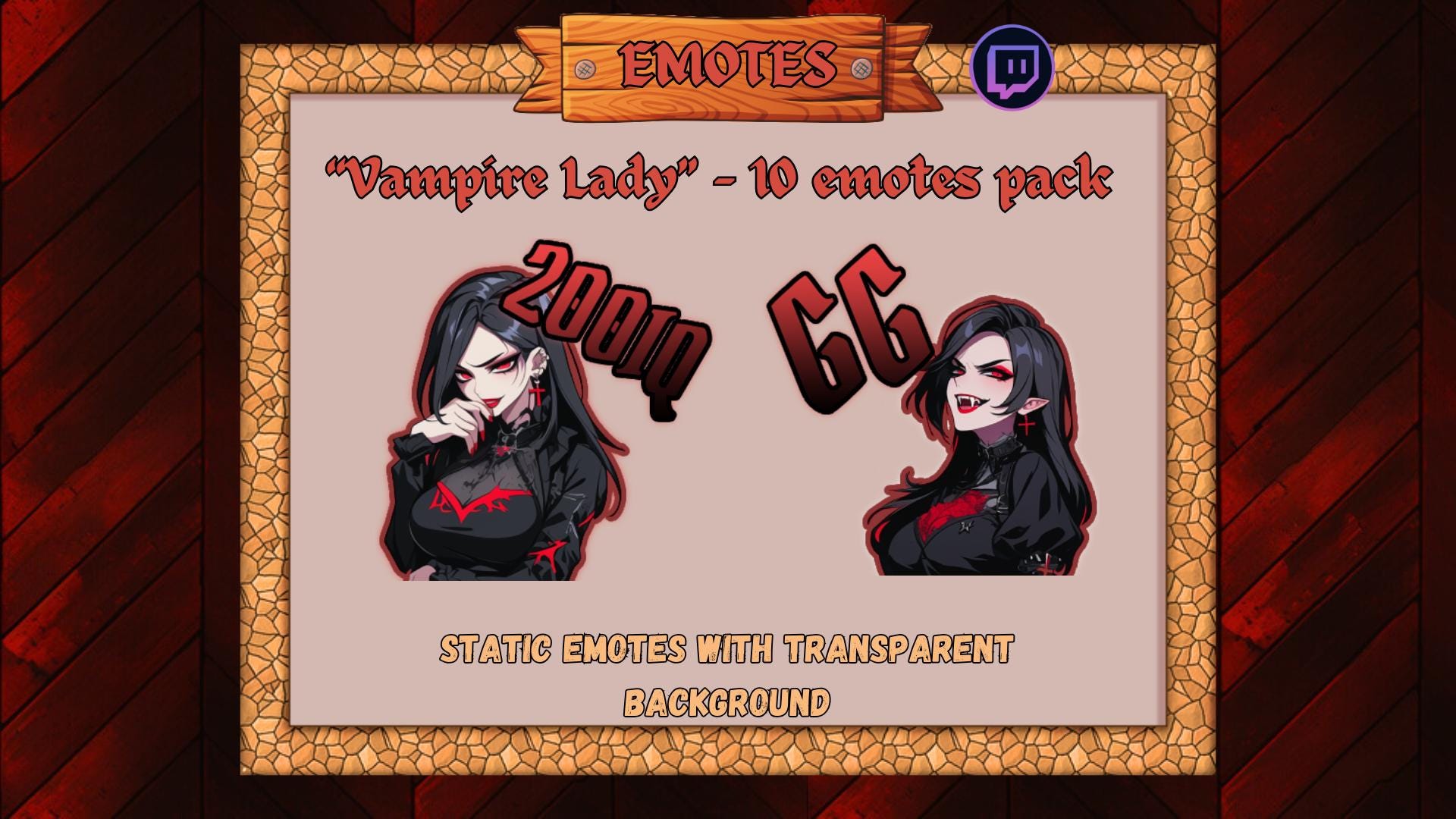 Vampire Lady Twitch Emotes, Cute Discord Emote (11 Pack) - Etsy