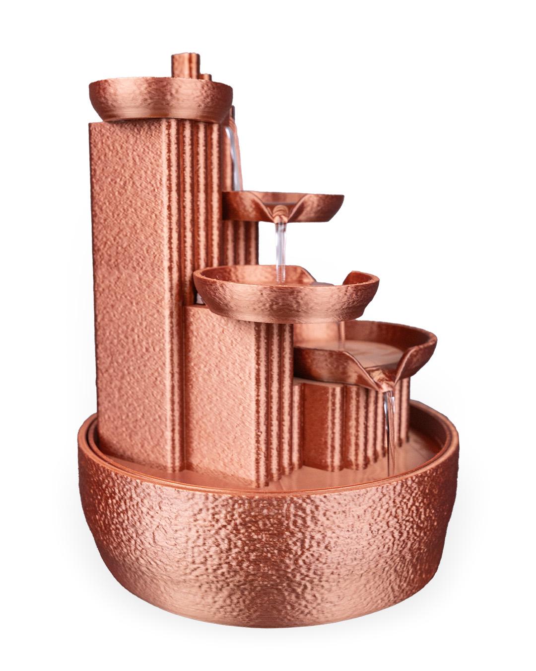 Modern Cascade - Tiered Tabletop Fountain With Pump - Copper Finish ...