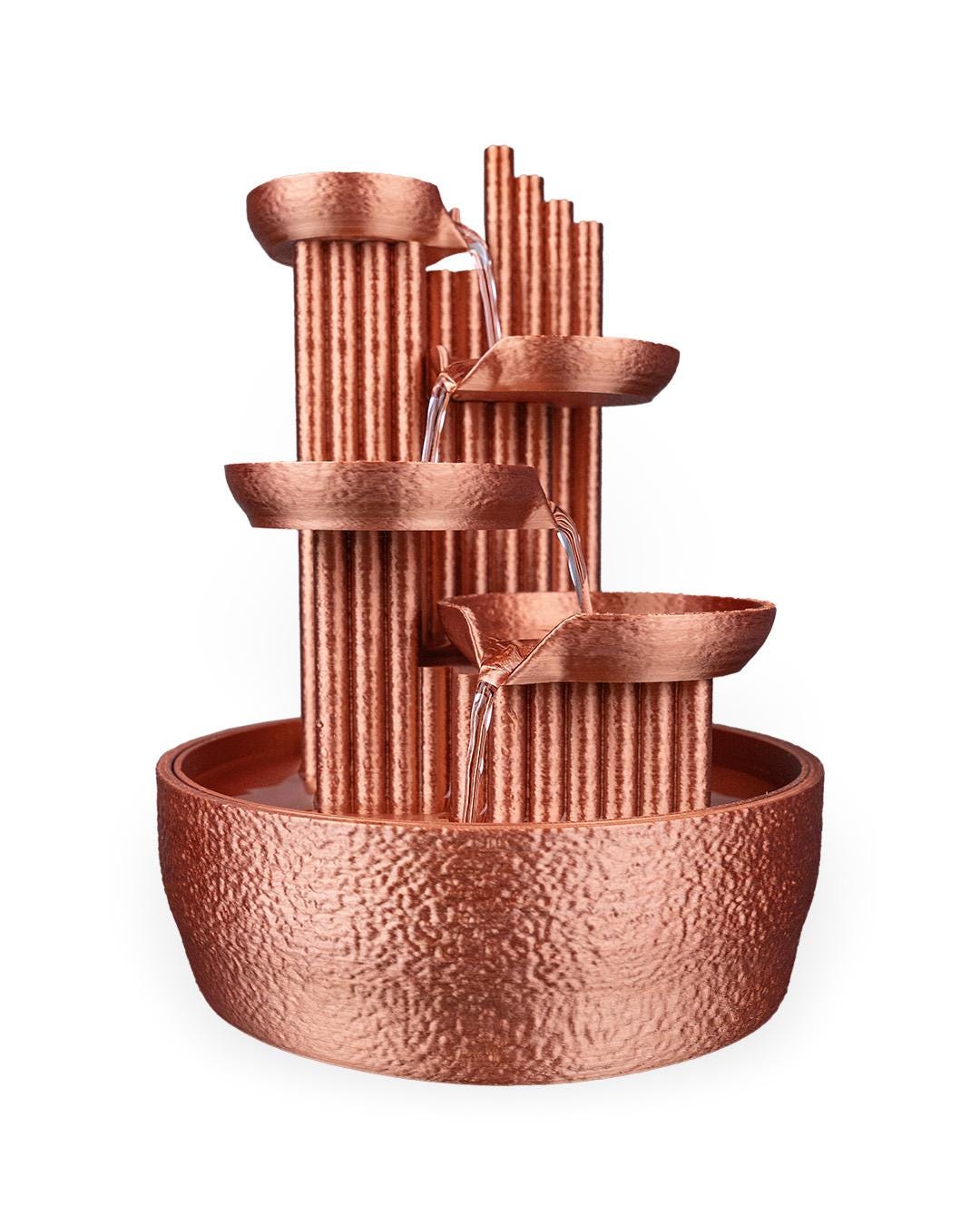Modern Cascade - Tiered Tabletop Fountain With Pump - Copper Finish ...