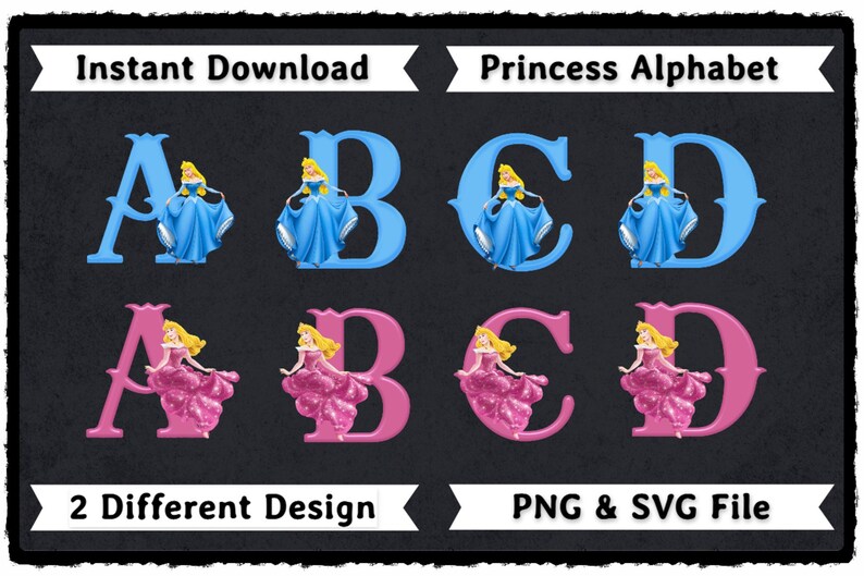 Princess Alphabet PNG and SVG File Alphabet Letter Digital Download ...