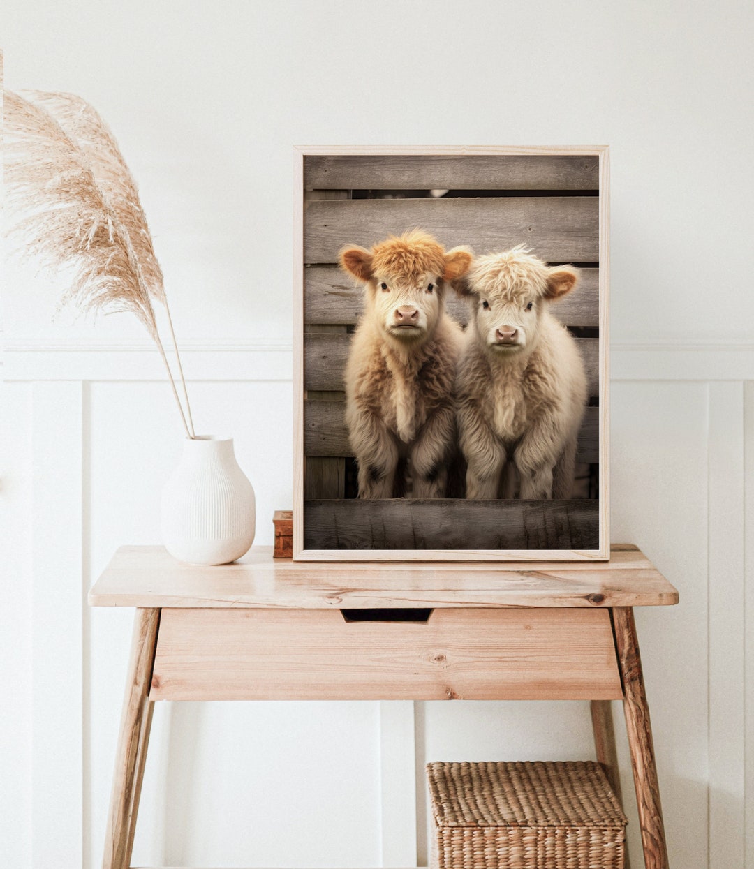 Highland Cows Baby Calves Art Print Capturing Farm Life Farmhouse Decor ...