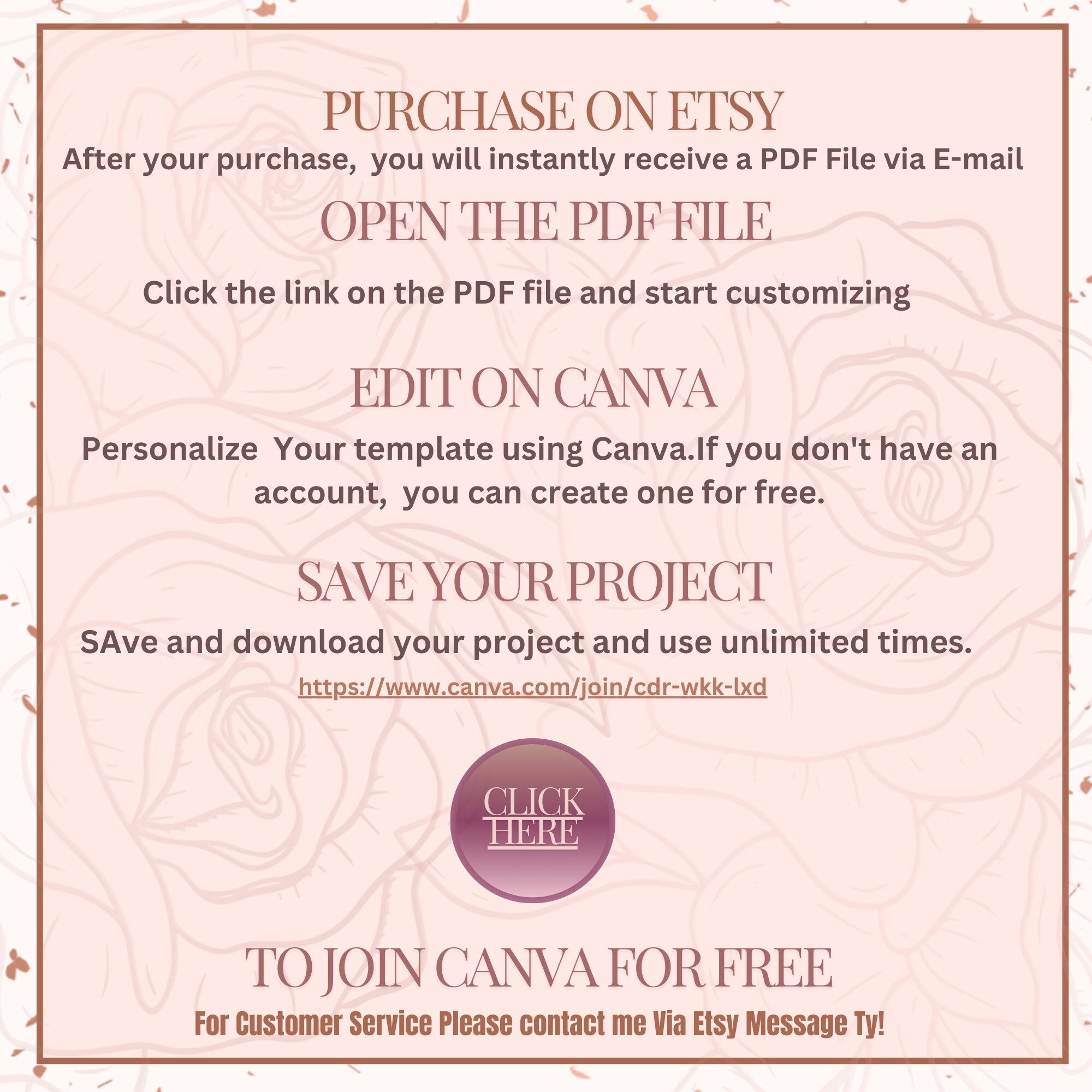 Rose Gold Order Form Template - Modern Printable Order Form - Rose Gold ...