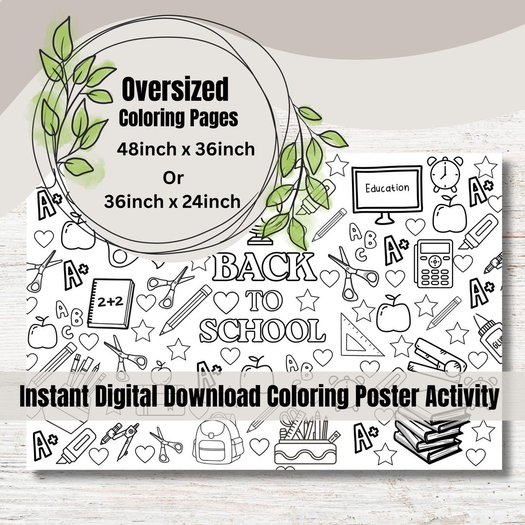 Back to School Doodle Oversized Coloring Page | Printable School ...