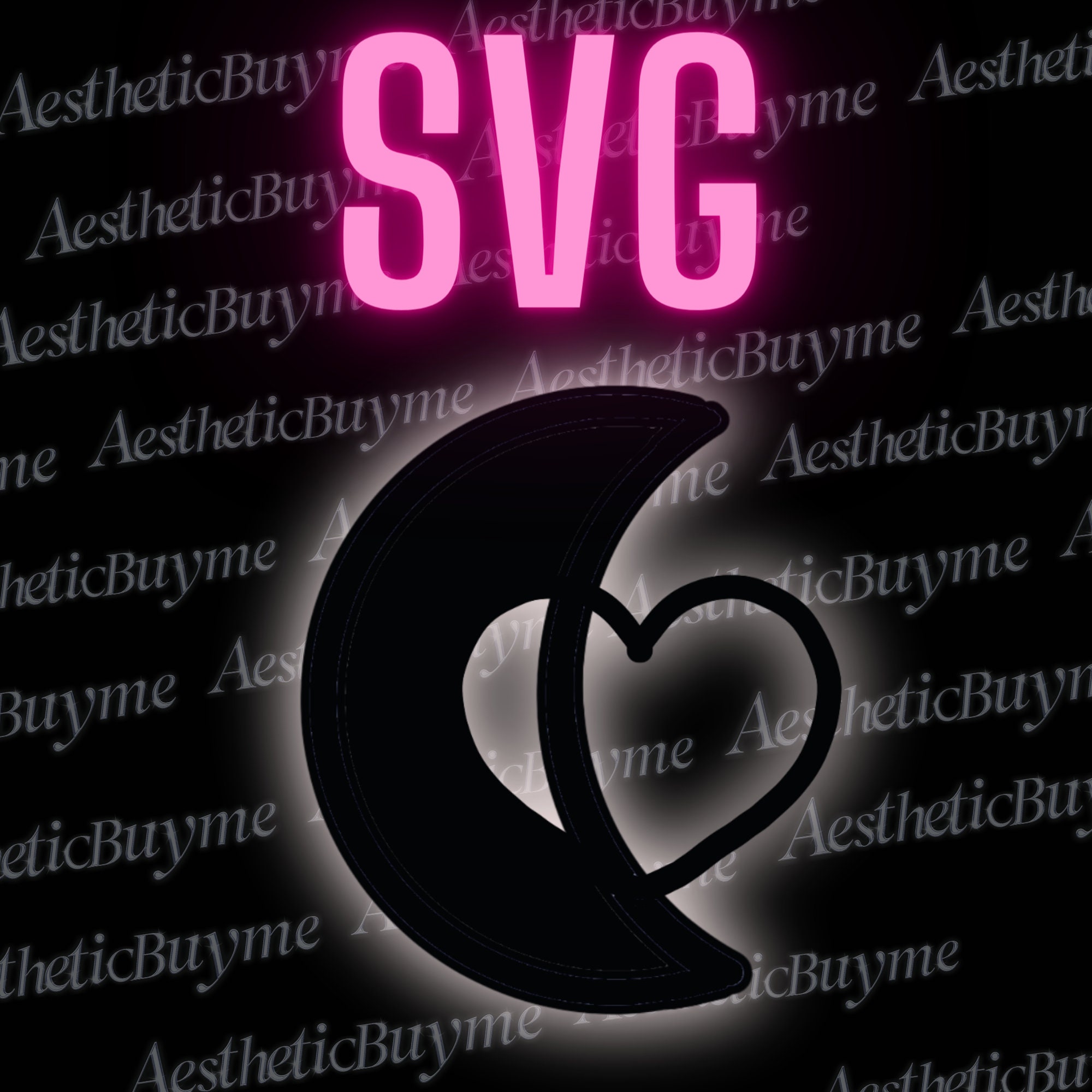 Crescent Moon & Heart SVG/PNG TRANSPARENT Background • Easy Digital ...