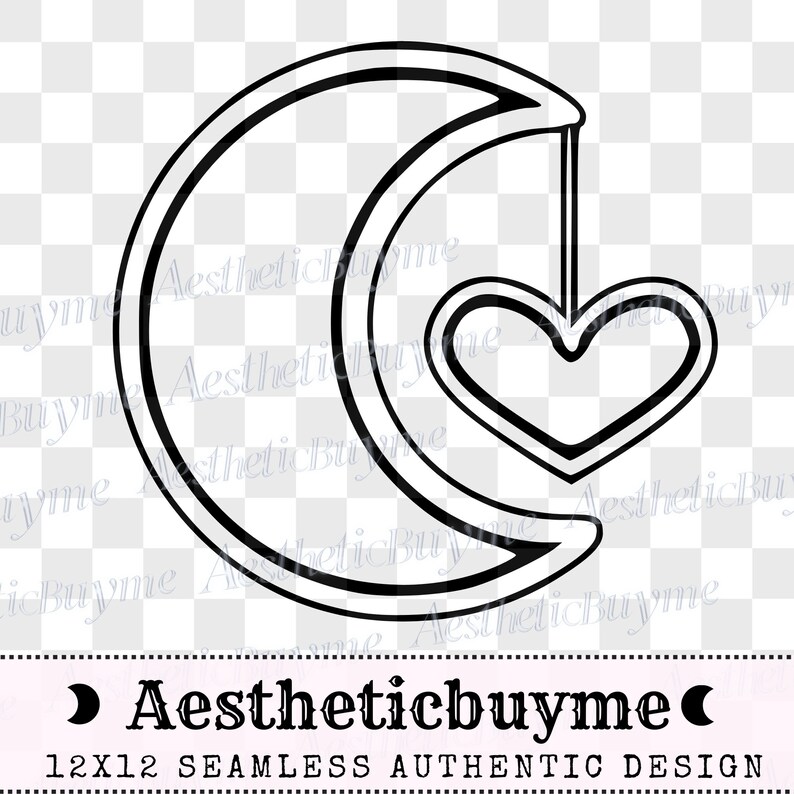 Crescent Moon & Heart SVG/PNG TRANSPARENT Background • Easy Digital ...