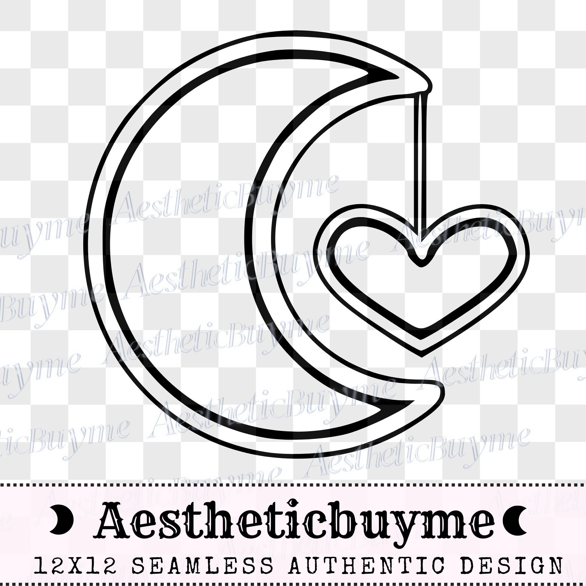 Crescent Moon & Heart SVG/PNG TRANSPARENT Background • Easy Digital ...