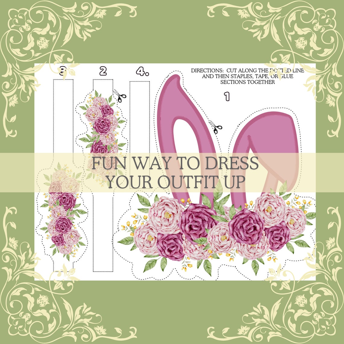 Printable Bunny Ears |bunny Ears Printable | Cutout Easter Bunny Ears ...