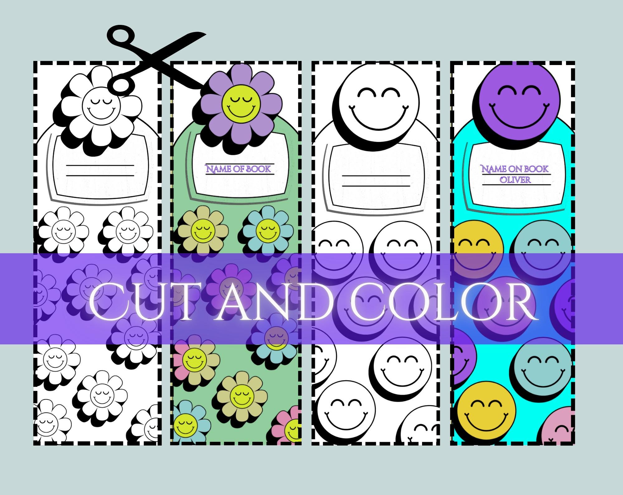 Printable .coloring Bookmarks, Instant Digital Download Cut 4 Different ...