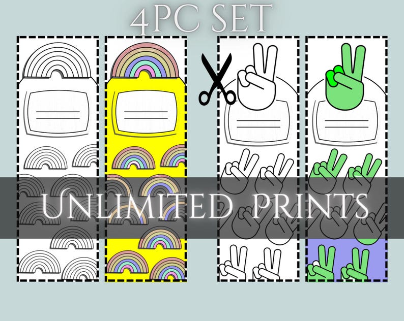 Printable .coloring Bookmarks, Instant Digital Download Cut 4 Different ...