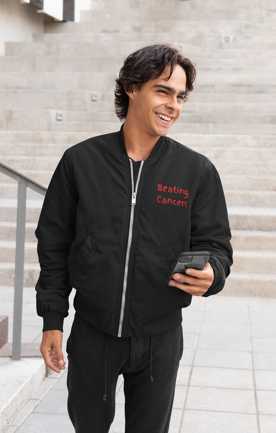 Beating Cancer Jacket Man Cancer Bomber Jacket Fighting Cancer Warrior ...