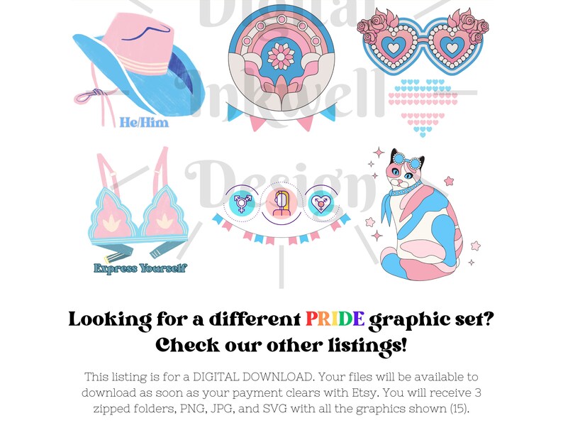 Trans Pride Pngs 15 Pride Graphics Set Transgender Flag Bundle Lgbtq ...