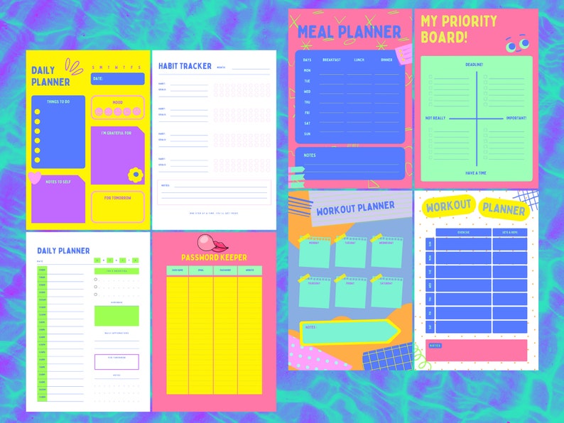90s Retro ADHD Planner Digital Printable Organizer Daily - Etsy