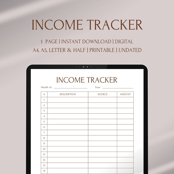 Income Tracker Printable - Etsy