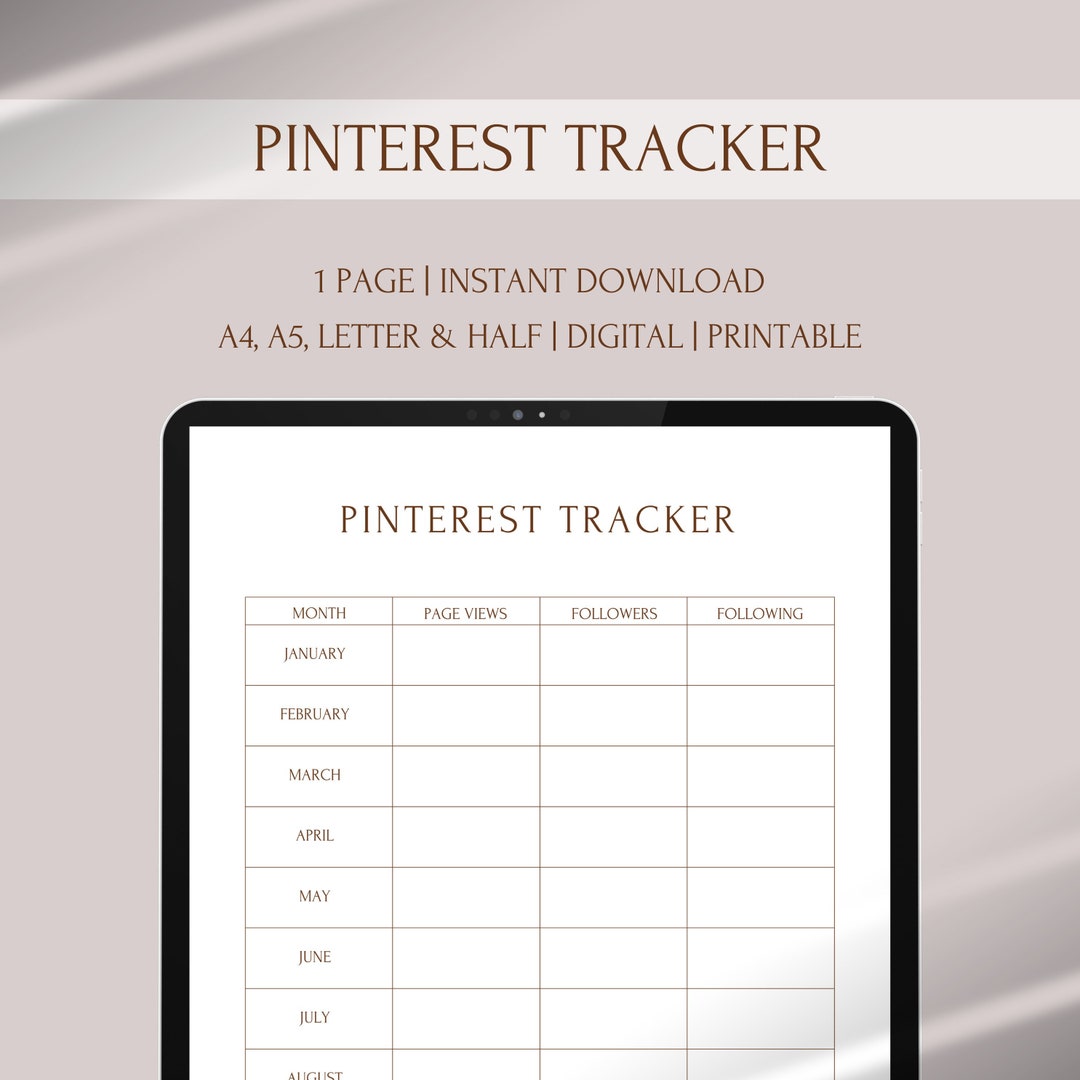 Pinterest Planner Printable Monthly Pinterest Tracker Digital Social ...