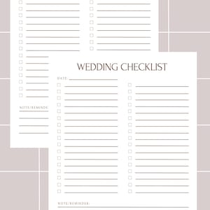 Wedding Checklist Printable Template, Digital Wedding Prep List ...
