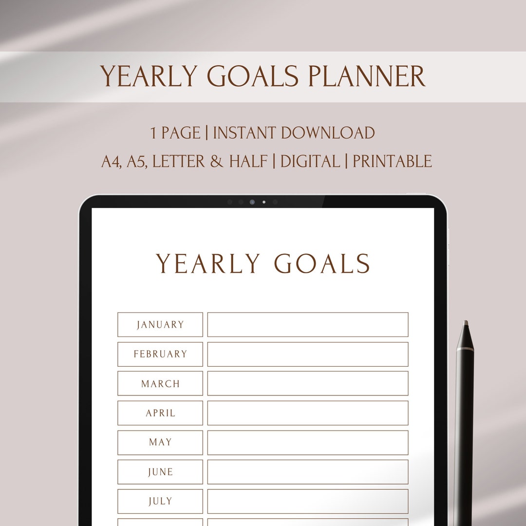 Digital Yearly Planner ADHD, Printable Yearly Planner PDF, Yearly Plan ...