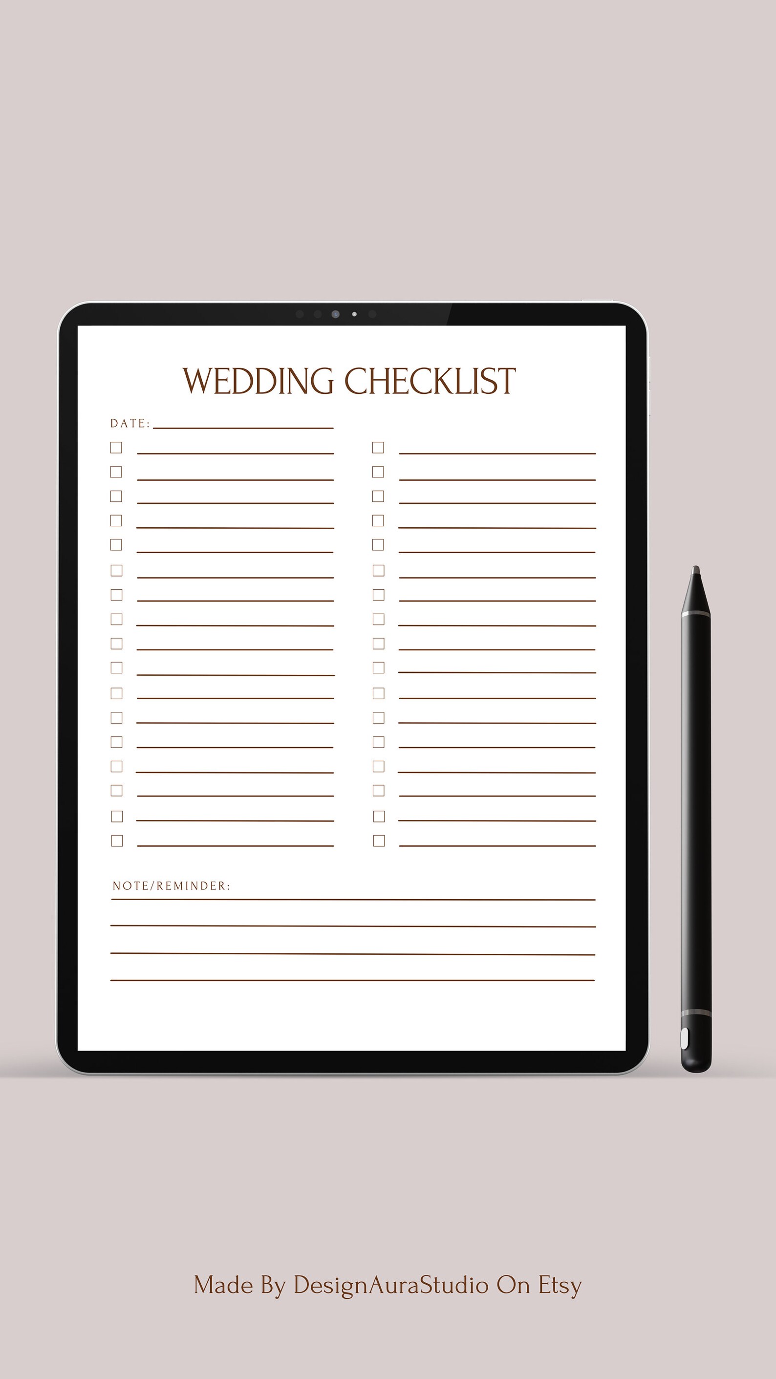 Wedding Checklist Printable Template, Digital Wedding Prep List ...