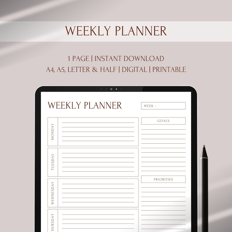 Weekly Planner Priority Weekly Schedule Digital Weekly to Do List ...