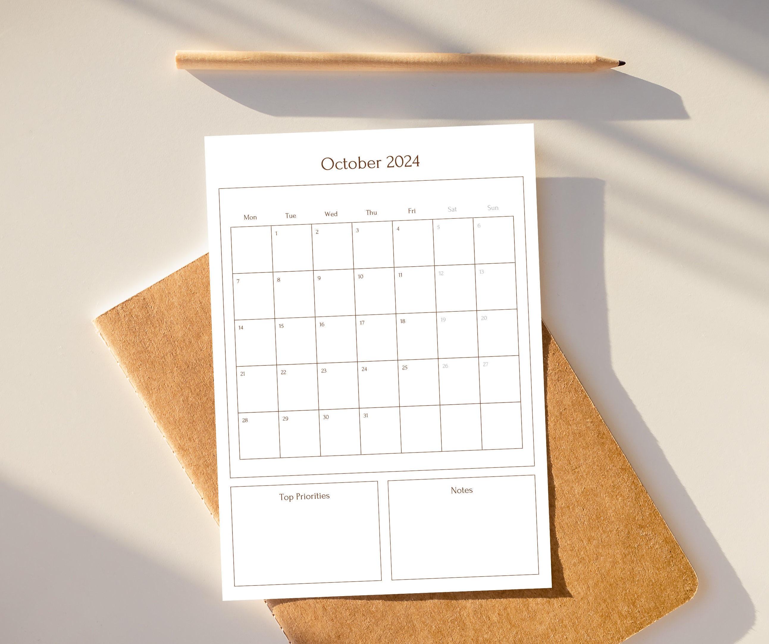 Digital October Calendar 2024, Printable Oct Schedule Agenda ...