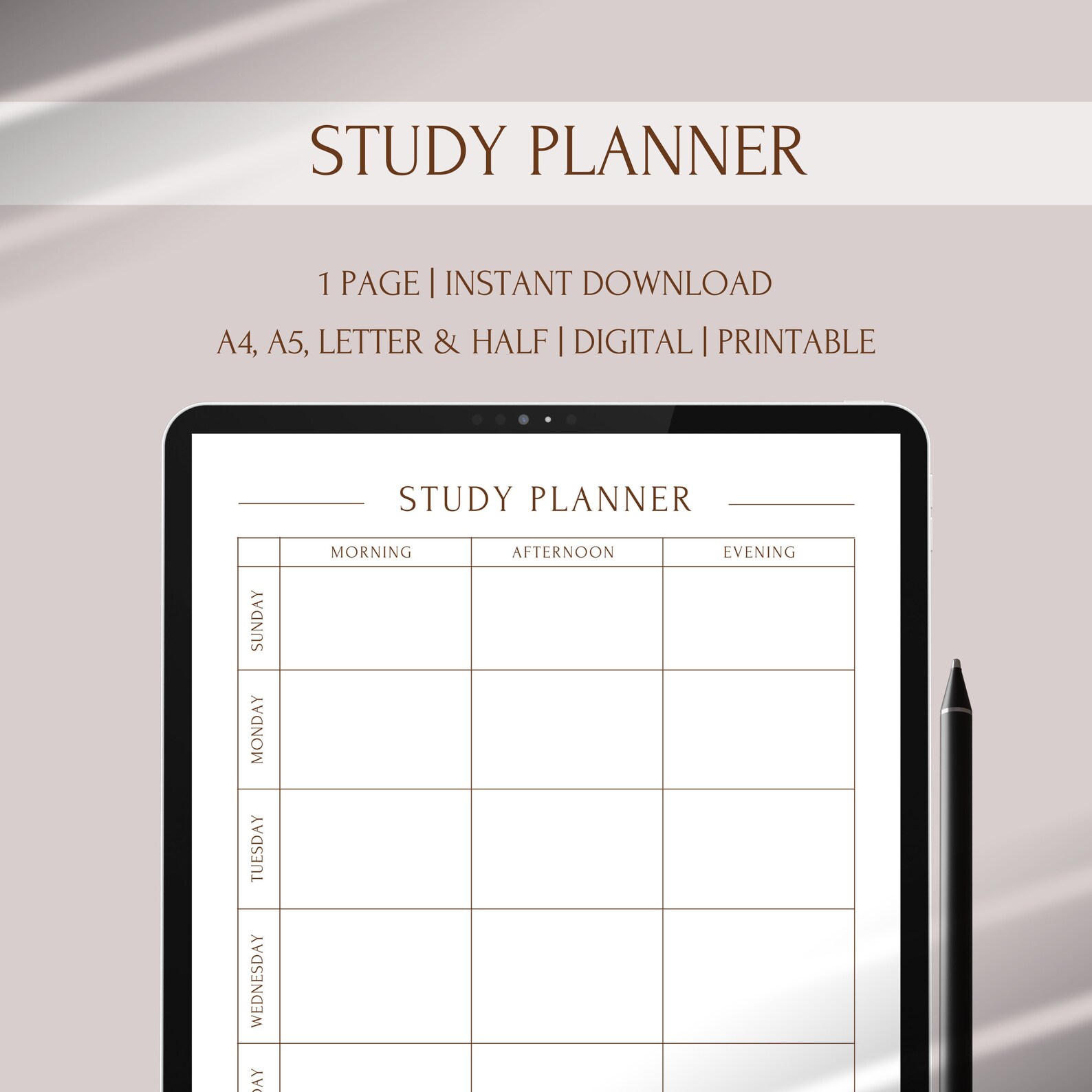 Study Planner Printable Landscape Weekly Study Planner - Etsy