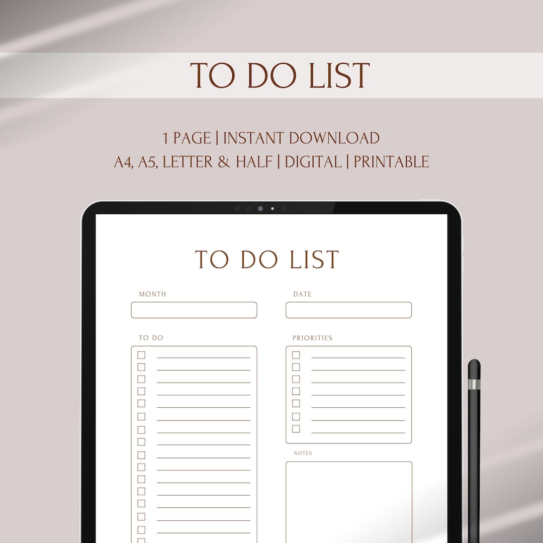 To Do List Printable Digital to Do List Organizer ADHD to Do List to Do ...