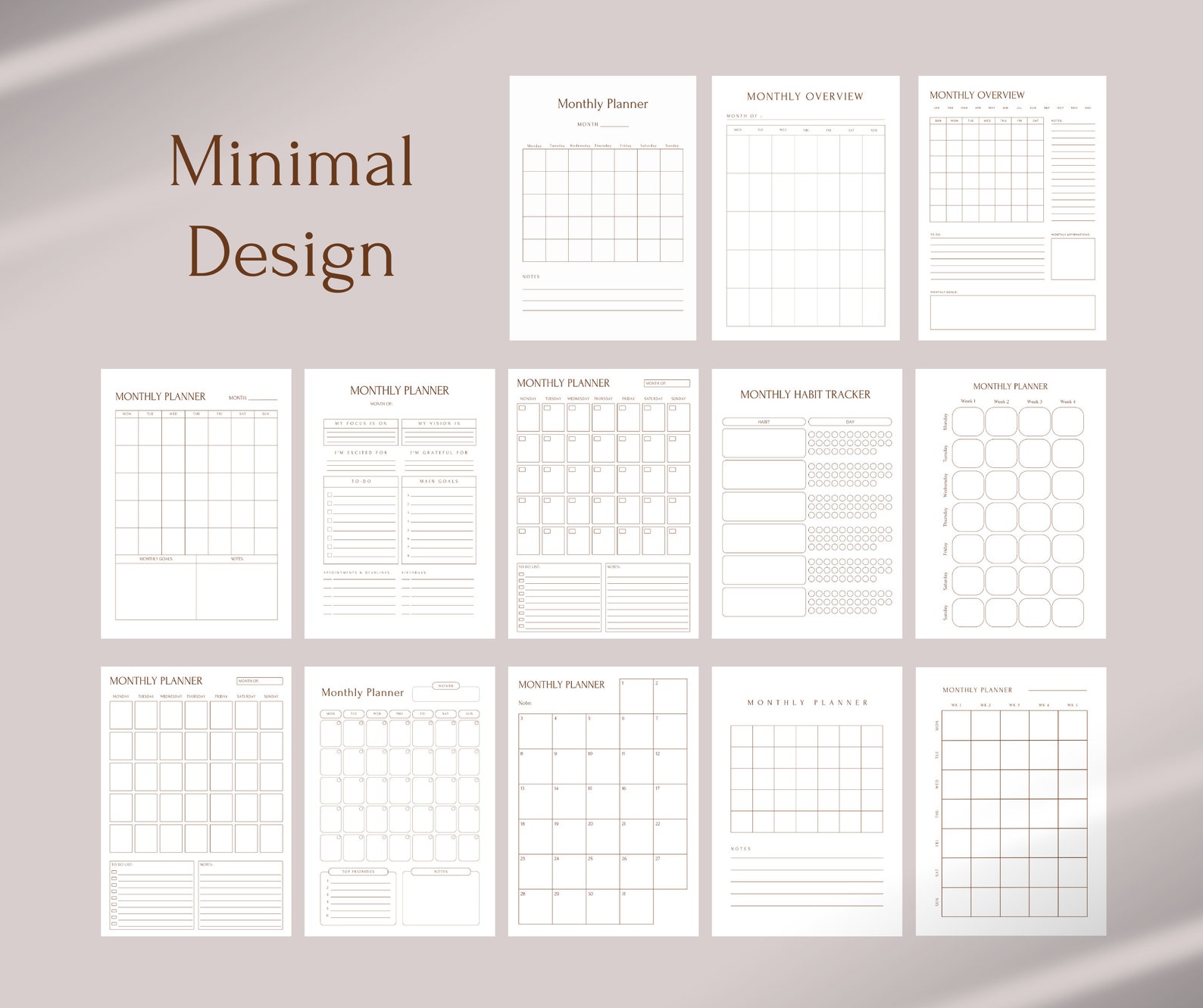 Digital Monthly Planner ADHD Set, Undated Monthly Planner Idea ...