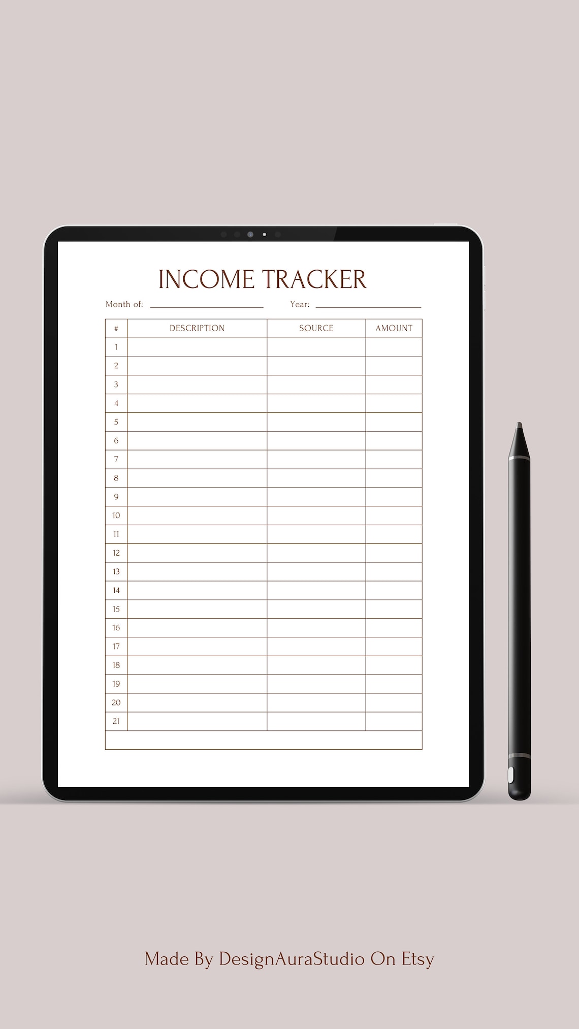 Income Tracker Printable Template Income Log Digital Planner Income ...