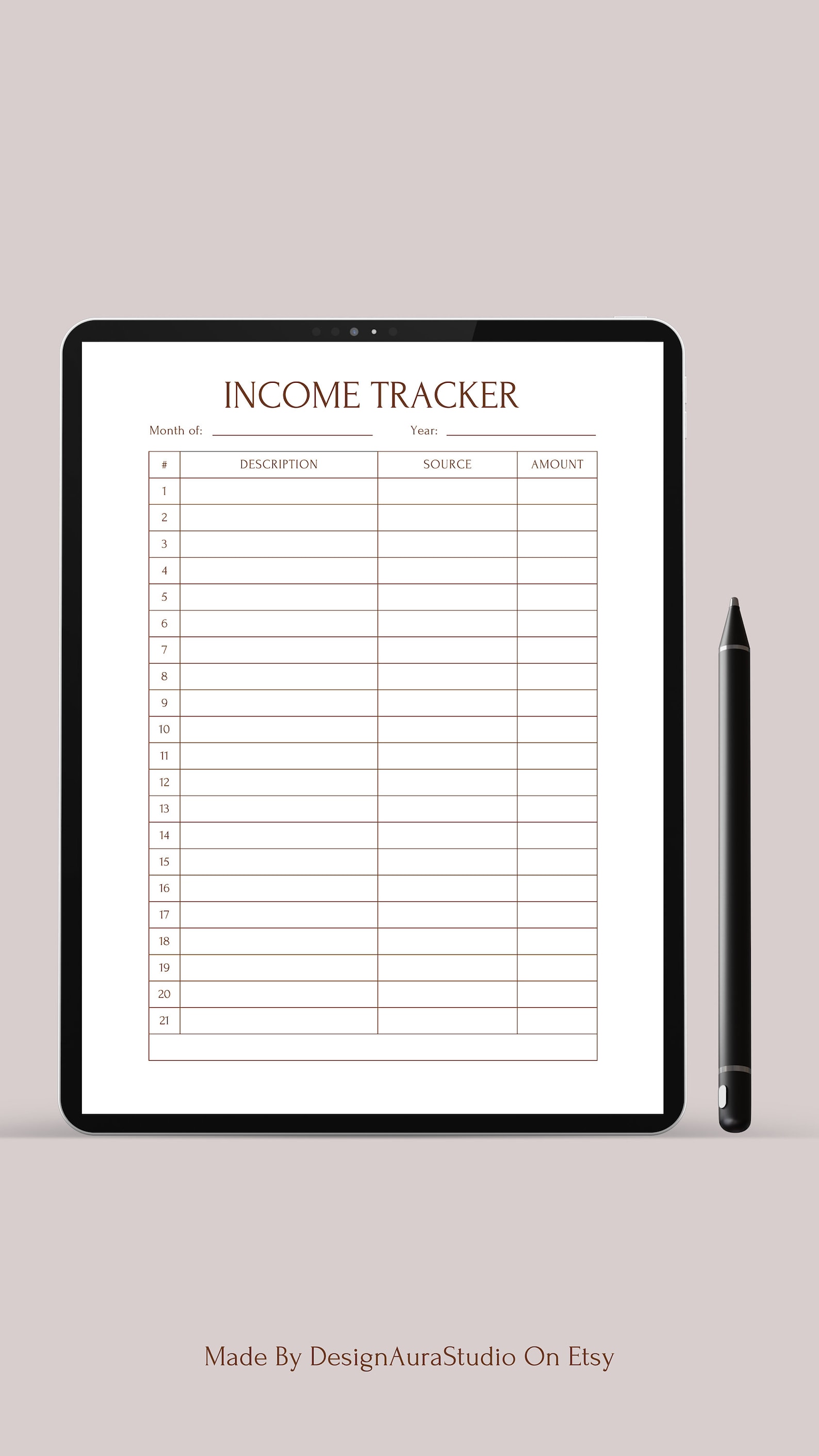 Income Tracker Printable Template Income Log Digital Planner Income ...