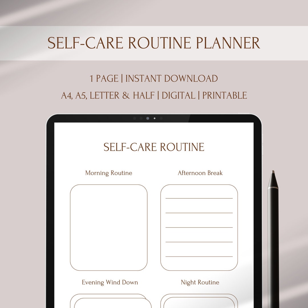 Printable Self Care Planner ADHD, Digital Self Care Routine Tracker ...