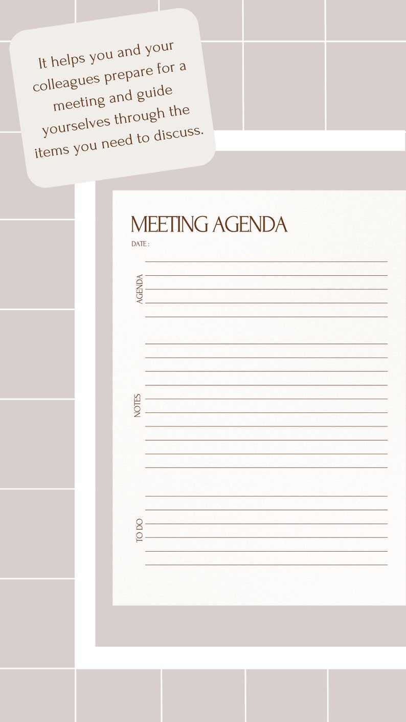 Digital Meeting Agenda Printable Meeting Agenda Business / Individual ...
