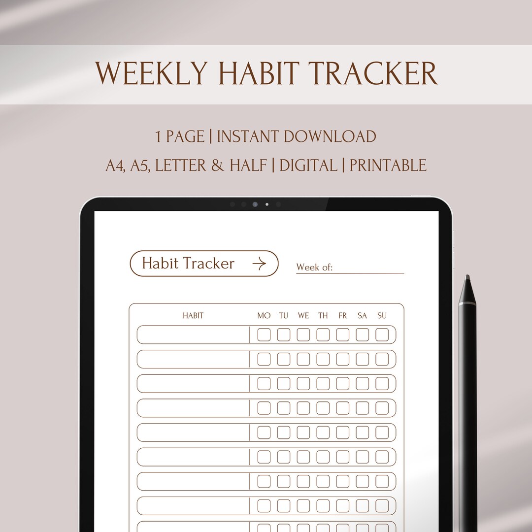 Weekly Habit Tracker Printable ADHD Habit Tracker Digital Habit Tracker ...