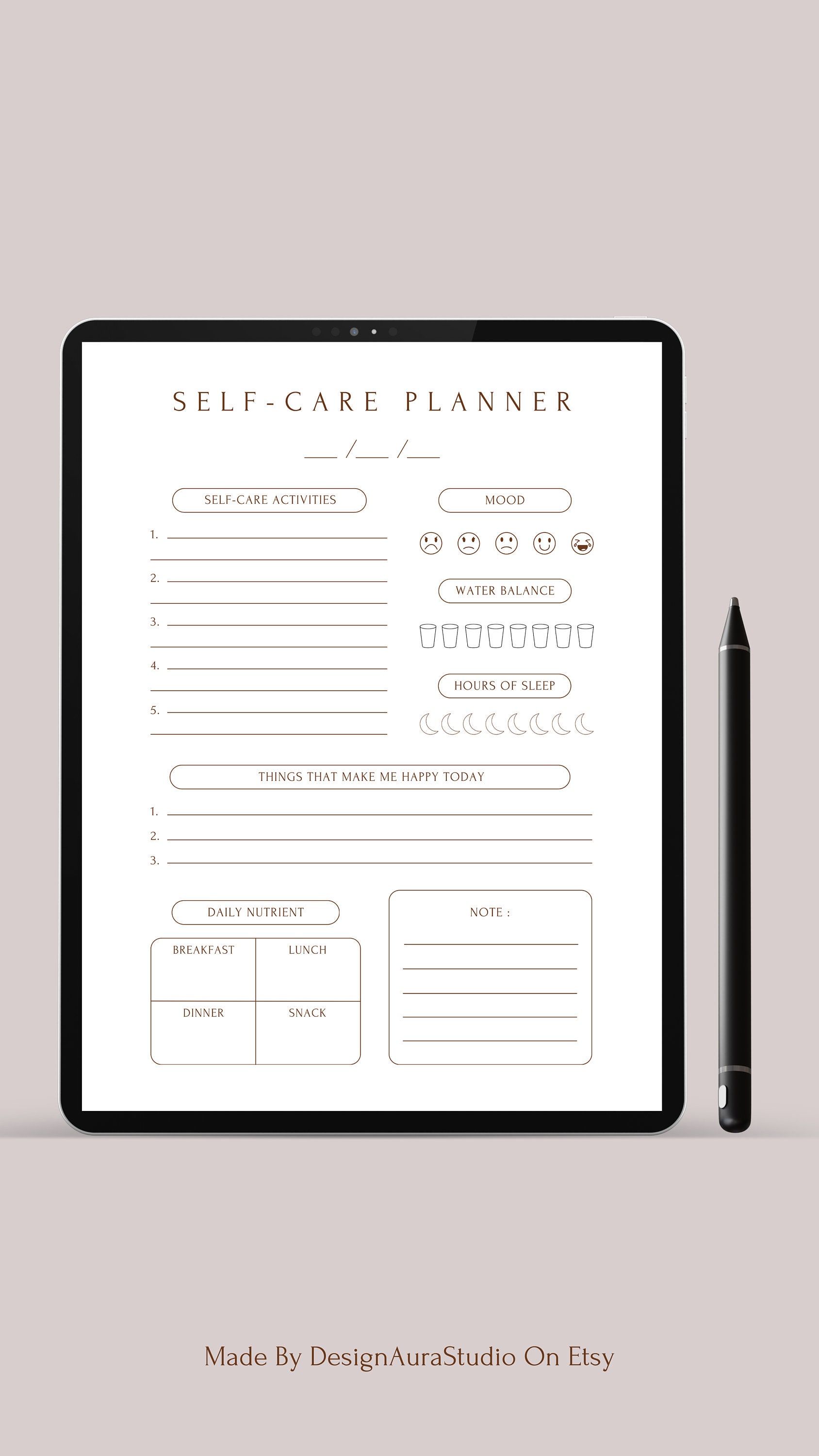 Digital Self Care Planner, Printable Self Care Checklist, Self Care ...