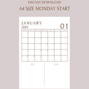 January 2024 Calendar Printable Digital January Planner Monthly ...