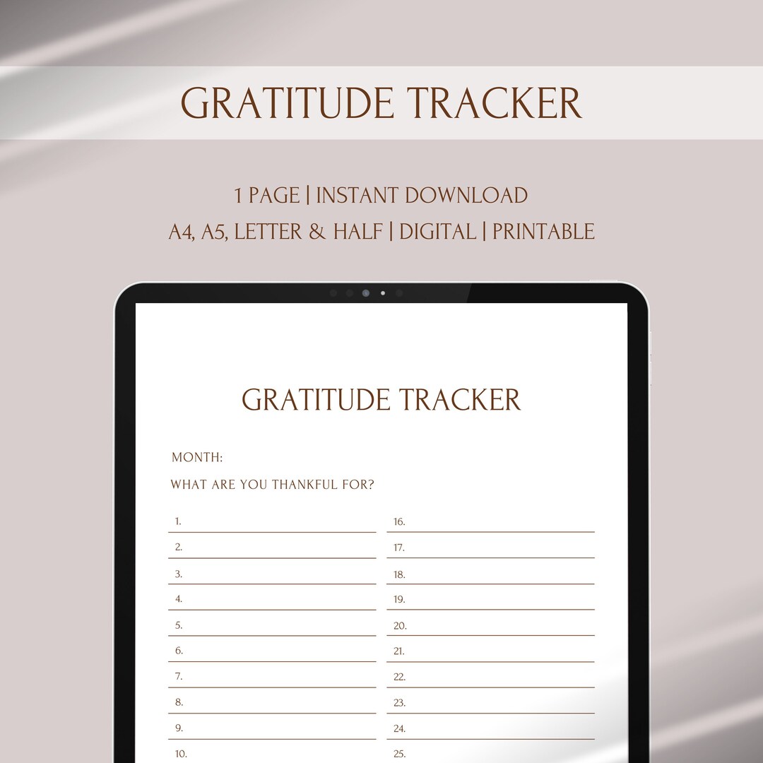 Gratitude Tracker Printable Landscape, Gratitude Journal Digital ...