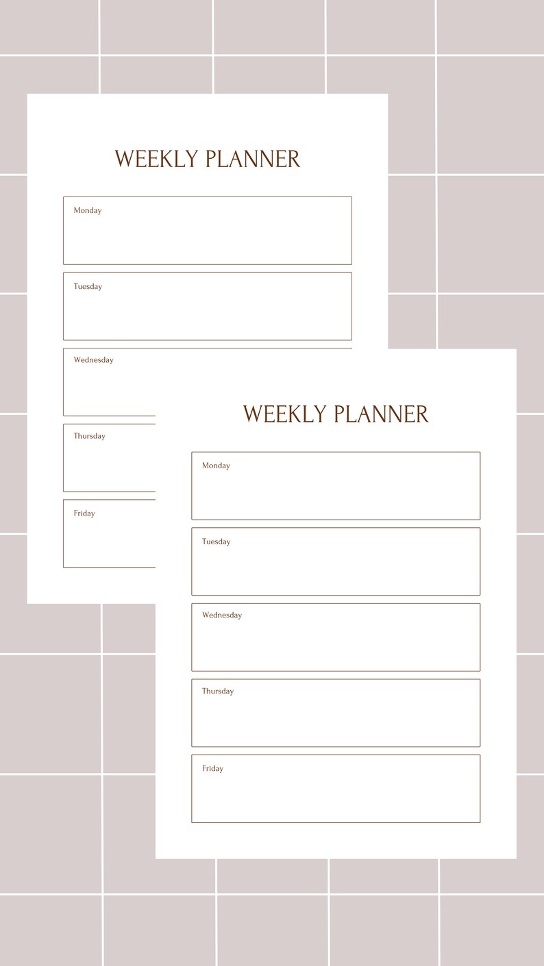 Five Day Weekly Planner Printable Weekly Schedule Digital Weekly to Do ... Five Day Weekly Planner Printable Weekly Schedule Digital Weekly to Do ...