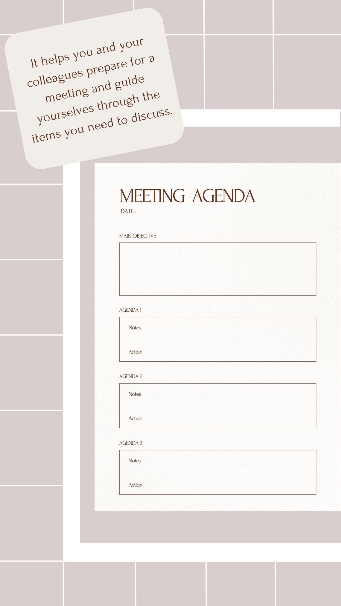 Meeting Agenda Printable Template Digital Meeting Agenda PDF Business ...