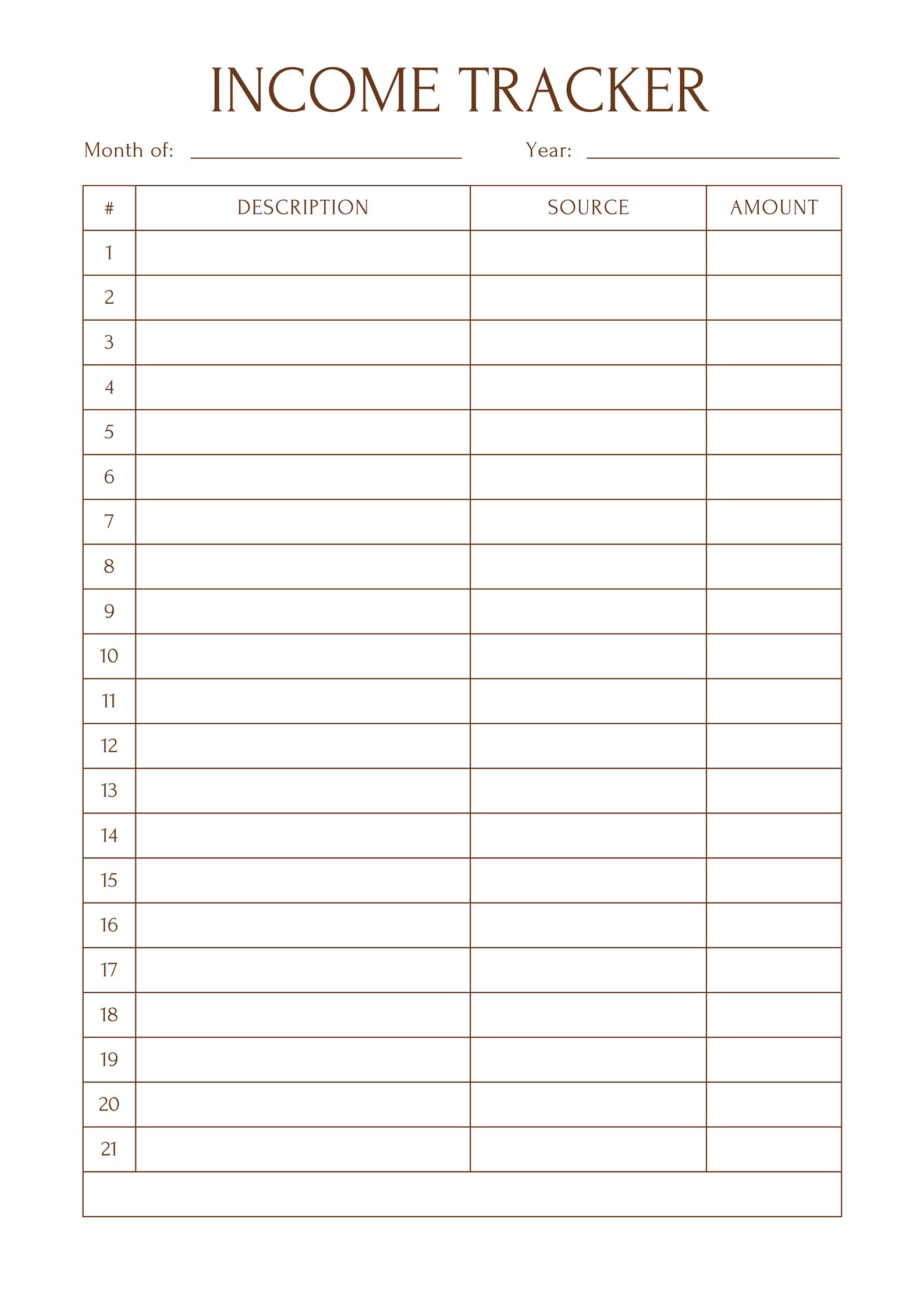 Income Tracker Printable Template Income Log Digital Planner Income ...