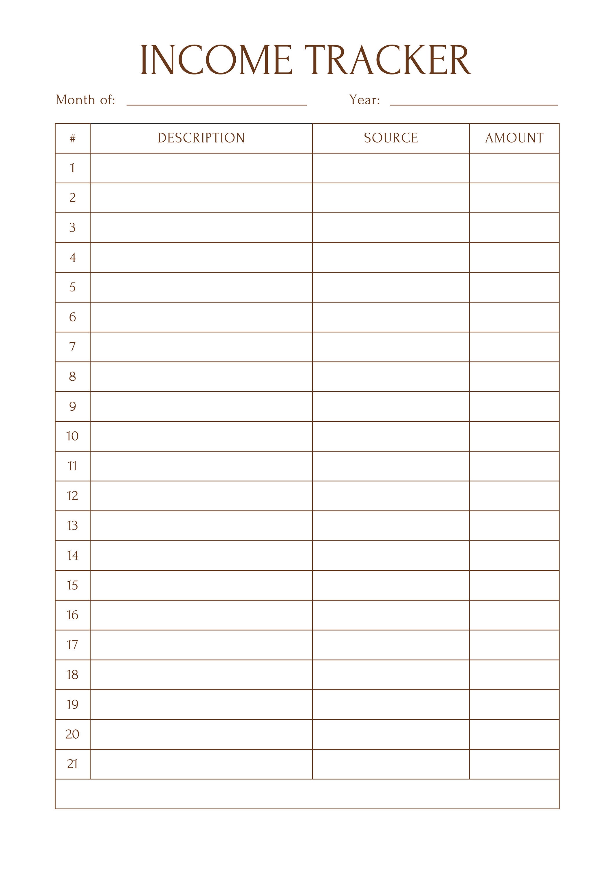 Income Tracker Printable Template Income Log Digital Planner Income ...