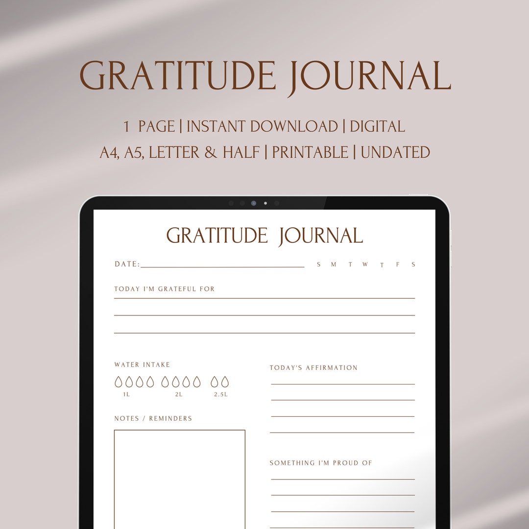 Daily Gratitude Journal Printable, Daily Gratitude Log, Digital ...