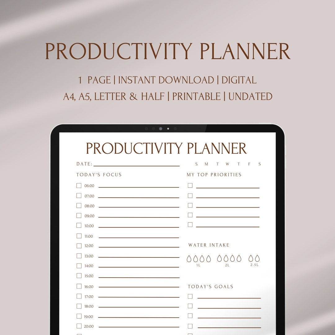 Productivity Planner Printable Digital to Do List Daily Organizer ...