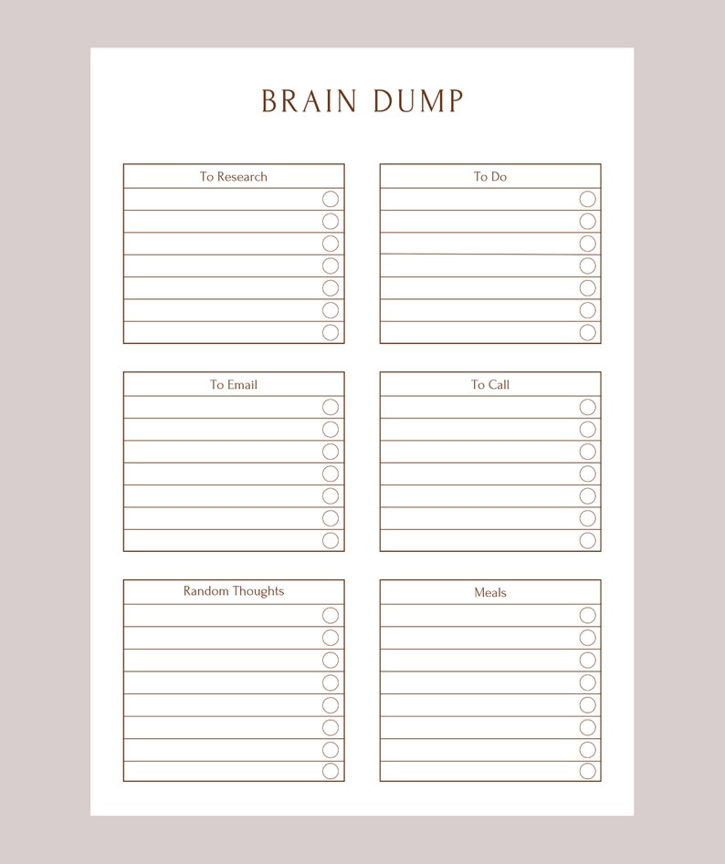 Brain Dump Printable Get It Done Plan ADHD Planner Sheet Priorities ...