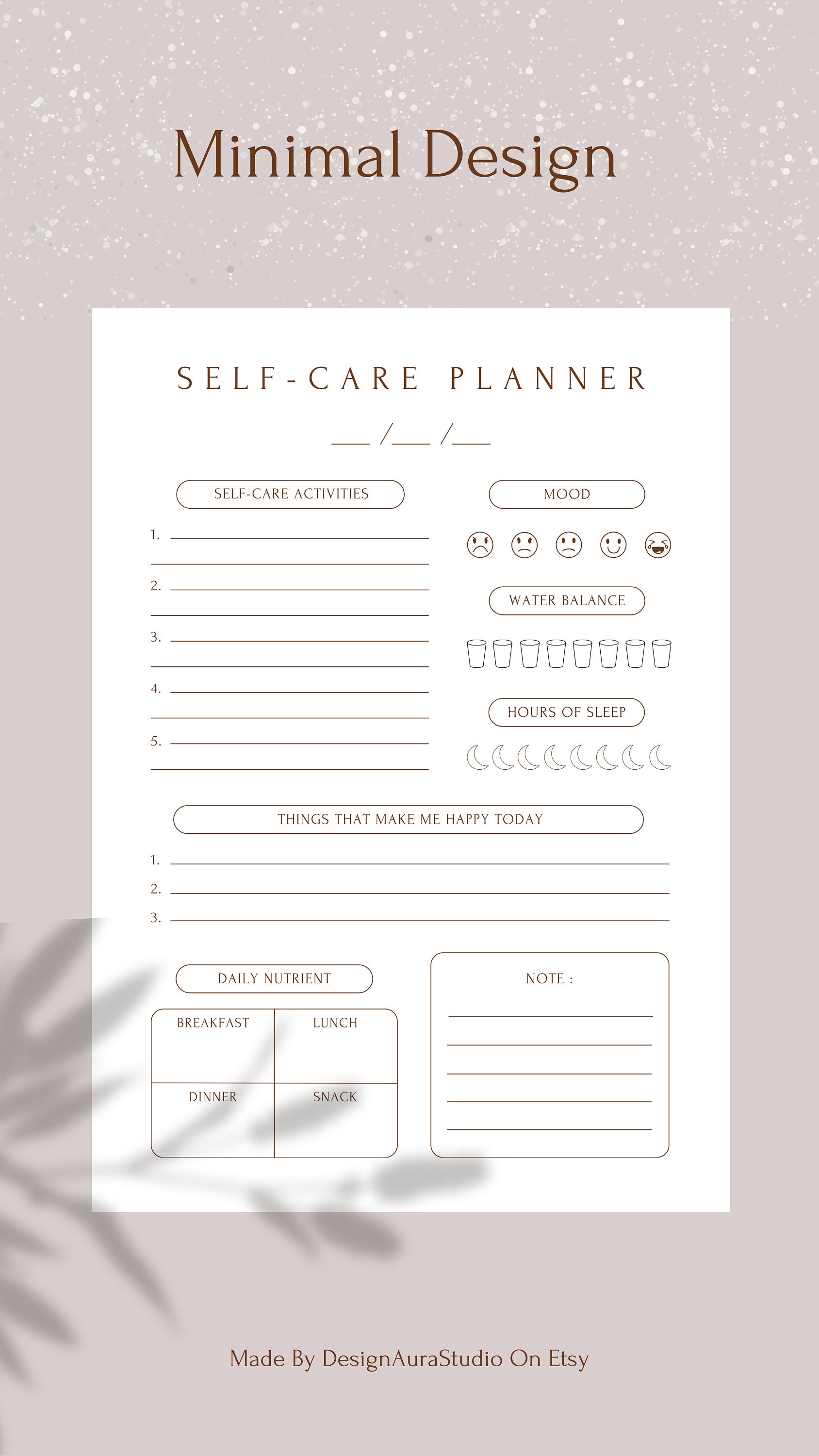 Digital Self Care Planner, Printable Self Care Checklist, Self Care ...
