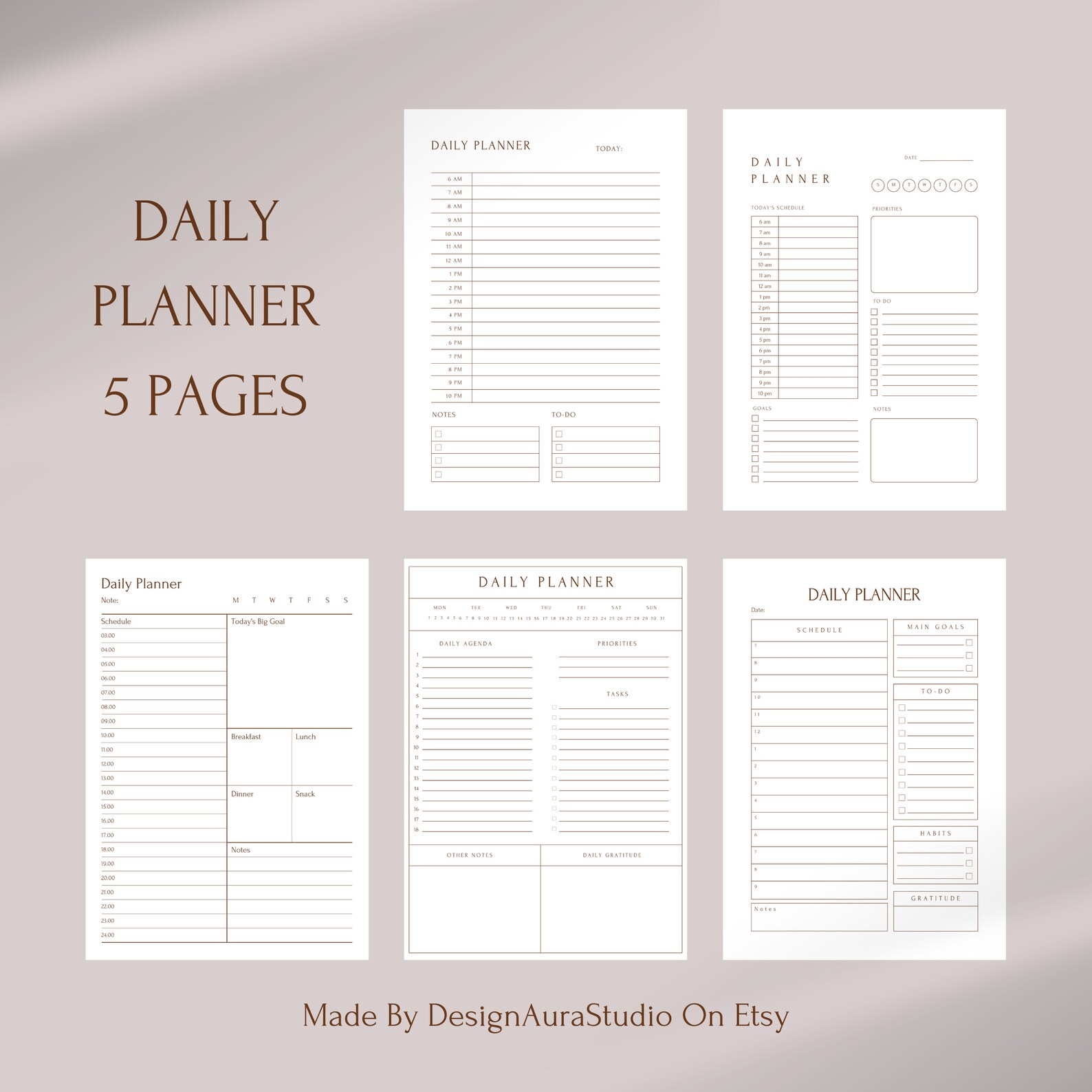 Daily, Weekly, Monthly & Yearly Planner Digital | Planner Set Printable ...