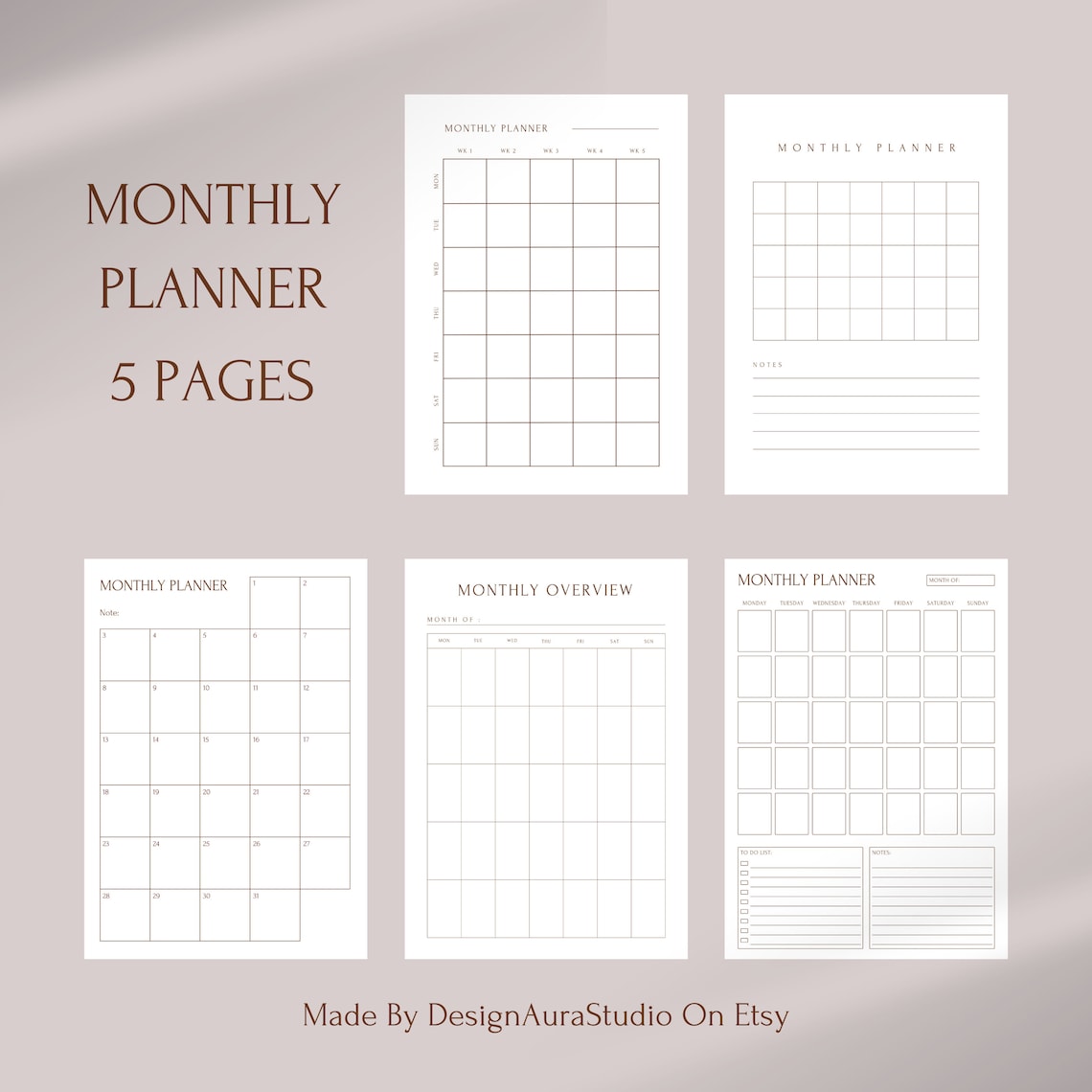 Daily, Weekly, Monthly & Yearly Planner Digital Planner Set Printable ...