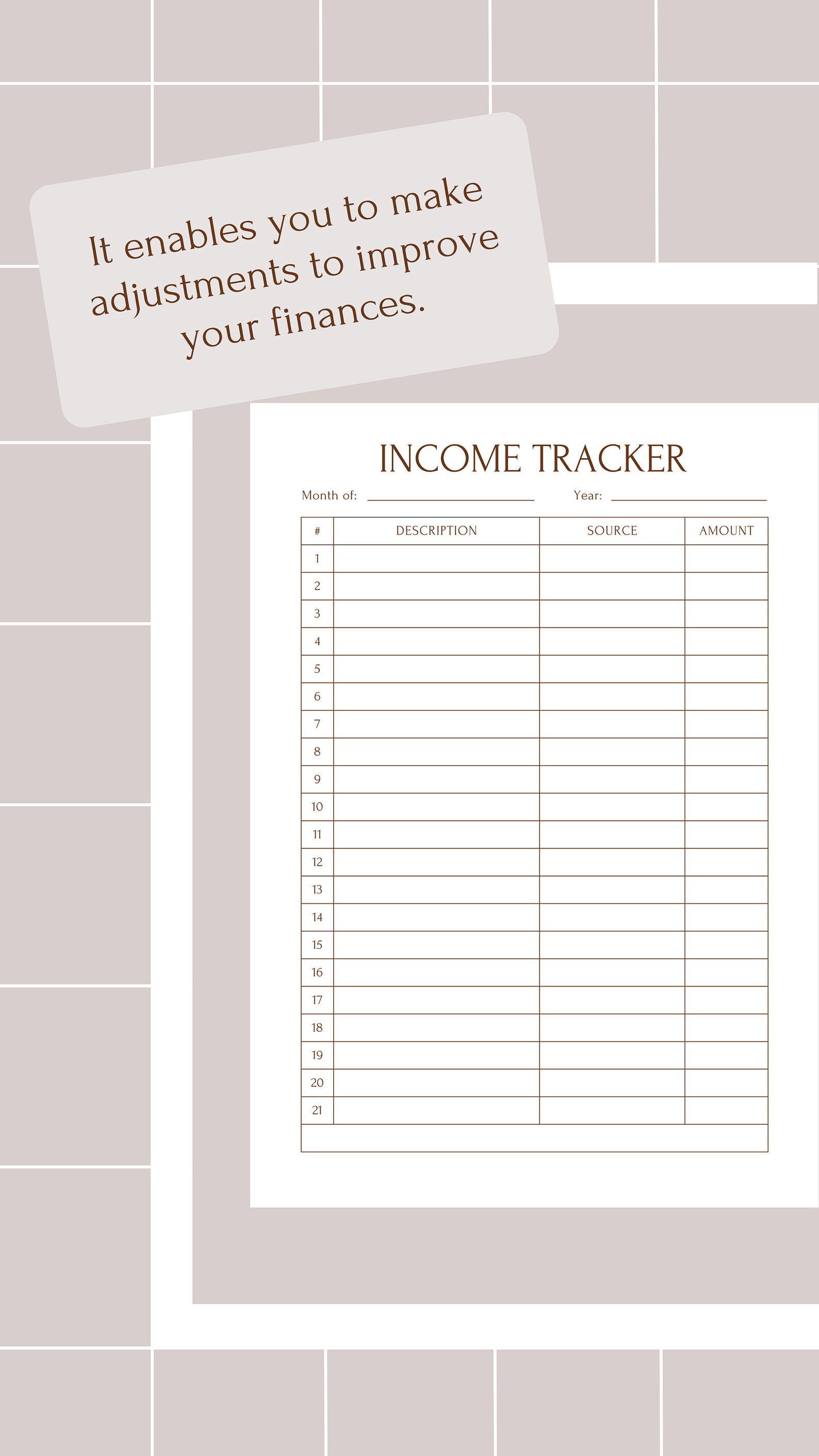 Income Tracker Printable Template Income Log Digital Planner Income ...