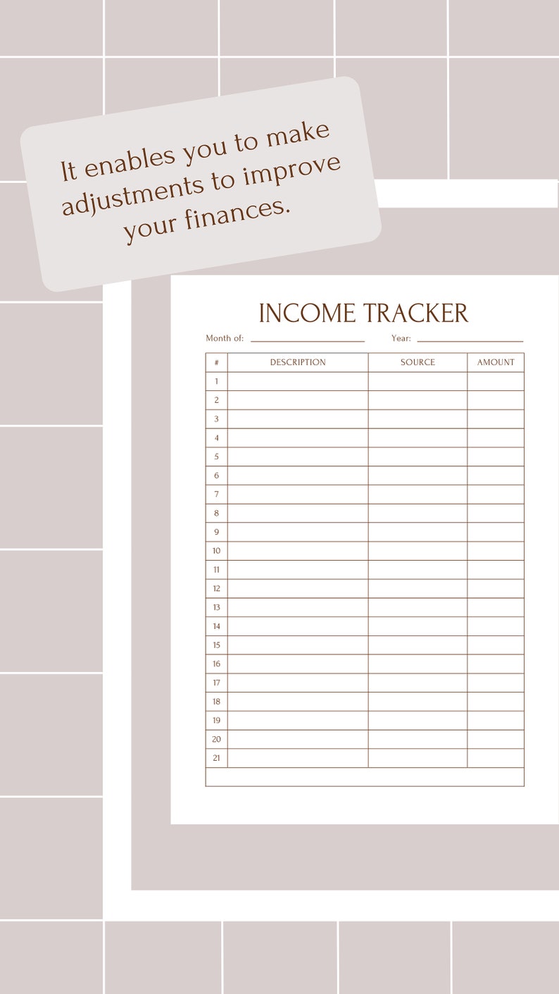 Income Tracker Printable Template Income Log Digital Planner Income ...