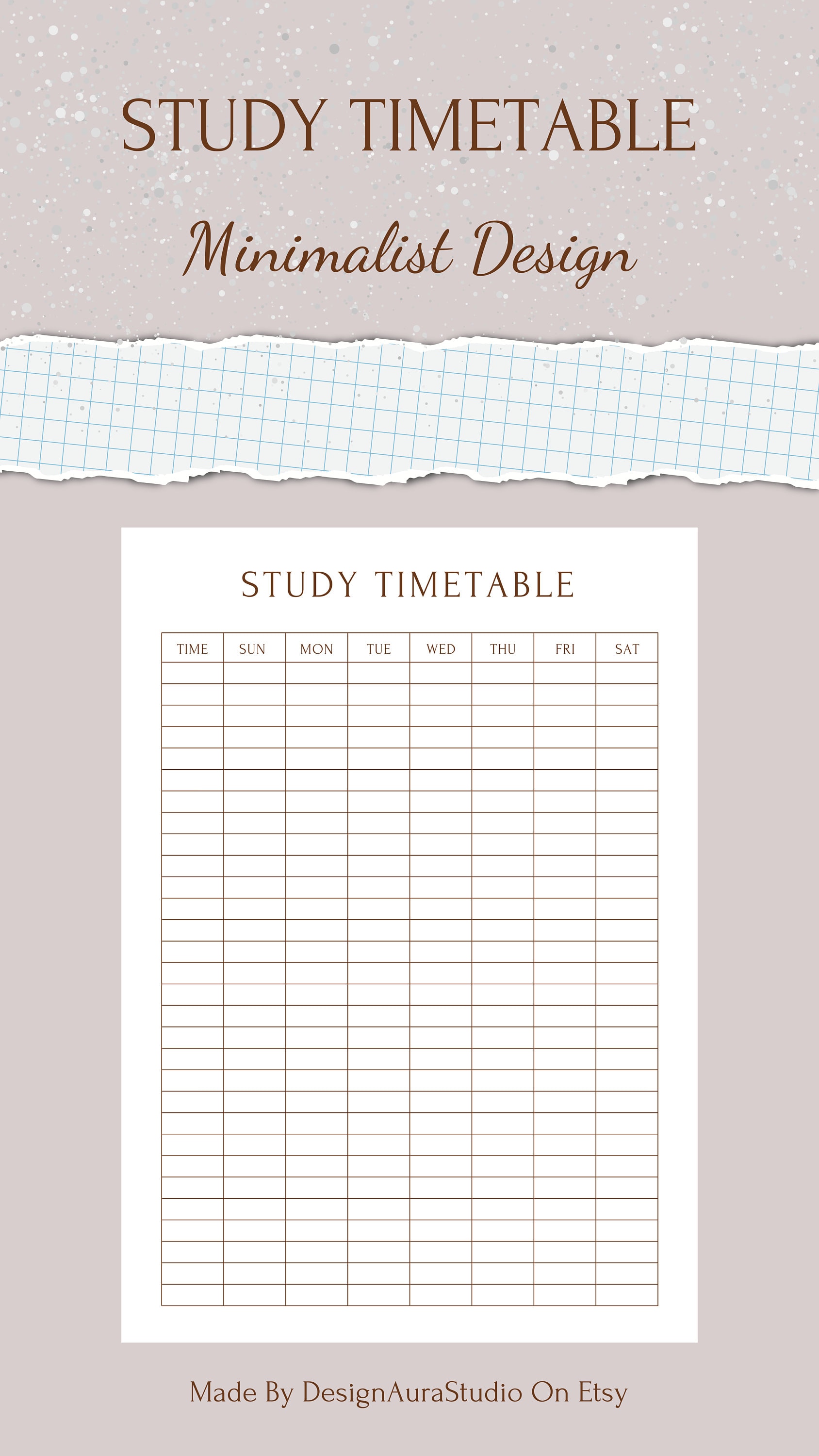 Study Timetable Printable Landscape Undated Study Planner Digital ...