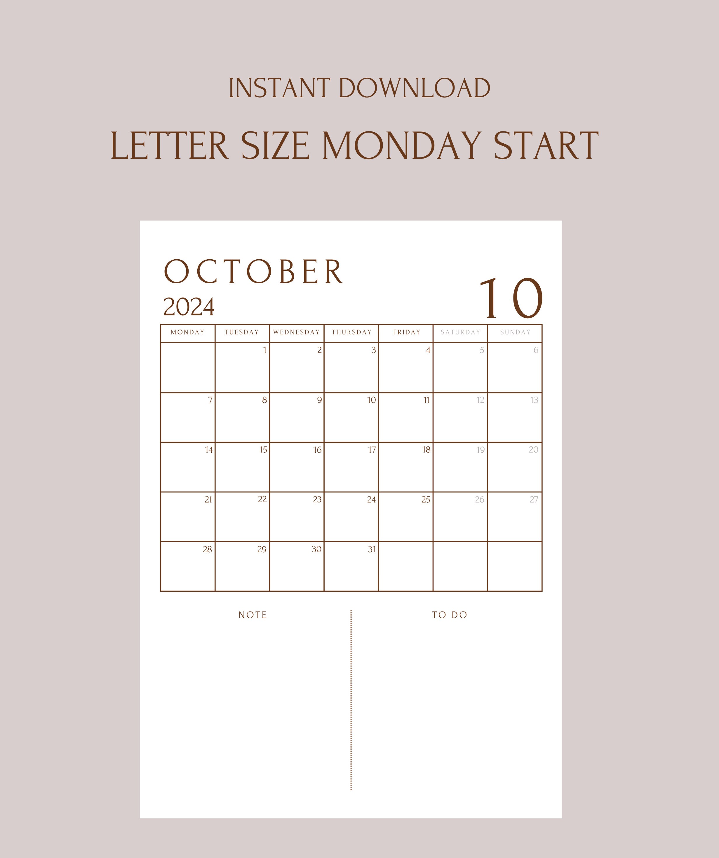 Digital October Calendar 2024, Printable Oct Schedule Agenda ...